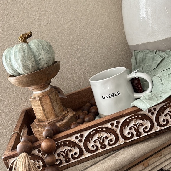 Accents | Rustic Farmhouse Boho Chic Fall Hand Carved Wooden Tray ...